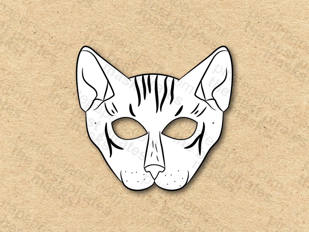 Cat Oriental Mask Printable Coloring Breed Paper DIY for Kids - Etsy