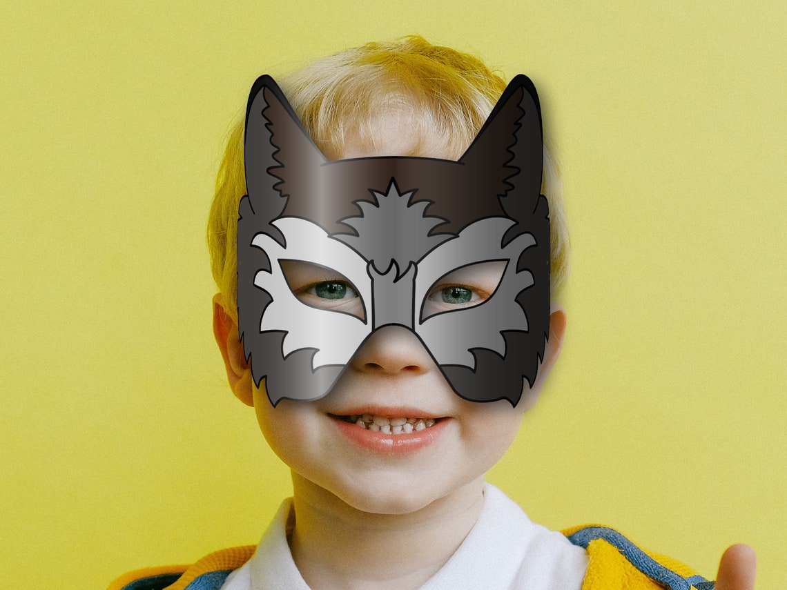 Wolf Mask Printable, Paper DIY for Kids and Adults. PDF Template ...
