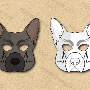 Dog German Shepherd Masks Printable Color + Coloring Breed, Paper DIY ...