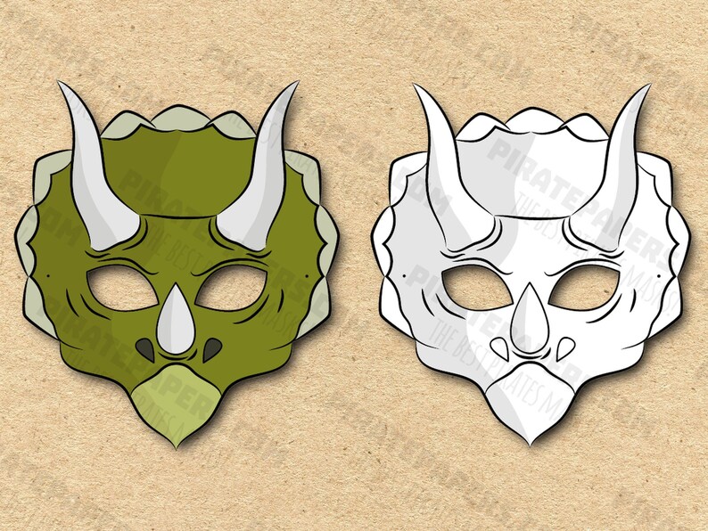 Dinosaur Triceratops Masks Printable Color Coloring Paper - Etsy