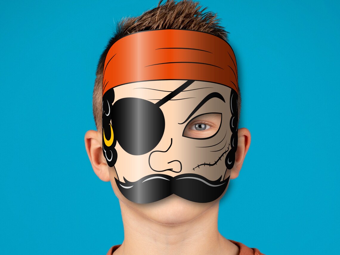 One-eyed Pirate Mask Printable, Paper DIY for Kids and Adults. PDF ...