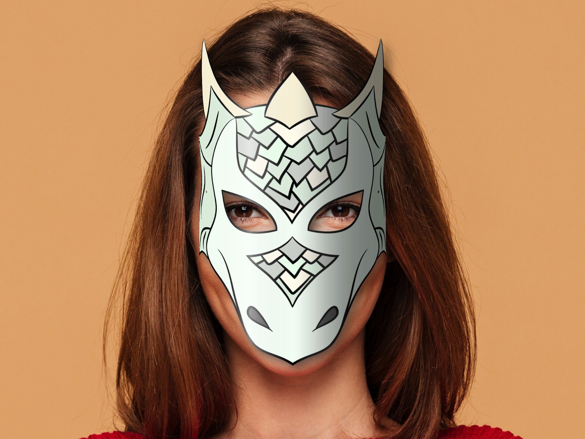 White Dragon Mask Printable, Paper DIY for Kids and Adults. PDF ...