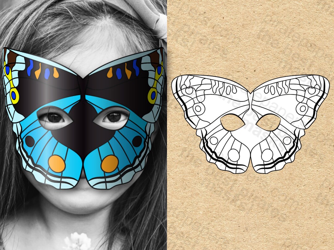 Butterfly Masks Printable Color Coloring Blue Pansy Paper - Etsy
