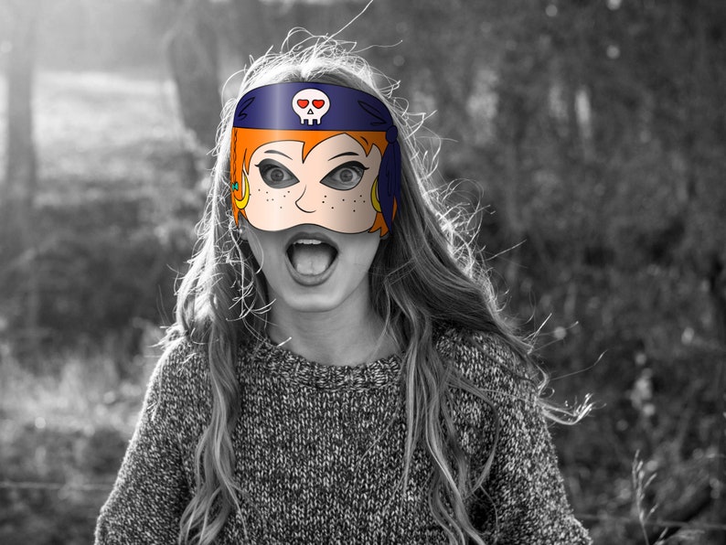 Pirate Girl Mask Printable Paper DIY for Kids and Adults. PDF - Etsy