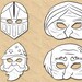 Fairy Tale 2 Masks Printable Coloring, Wizard, Knight, Old Woman, Old ...