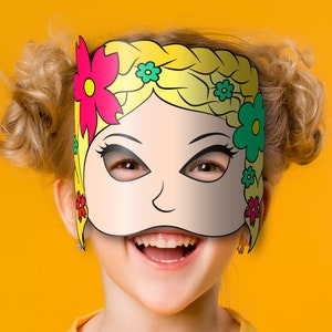 Rapunzel Mask Printable, Paper DIY for Kids and Adults. PDF Template ...