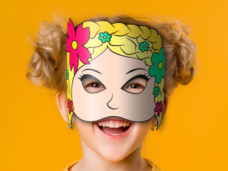 Rapunzel Mask Printable, Paper DIY for Kids and Adults. PDF Template ...