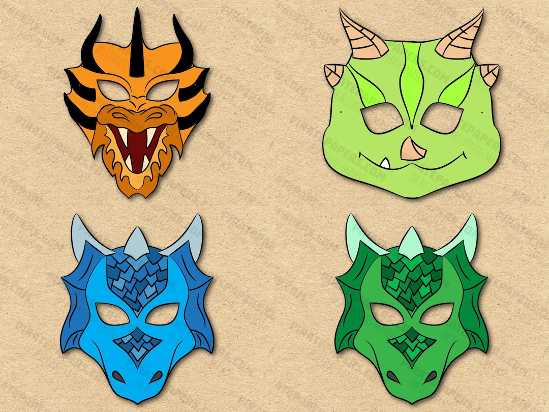 Dragons Masks Printable, Evil Dragon, Blue Dragon, Green Dragon, Baby ...