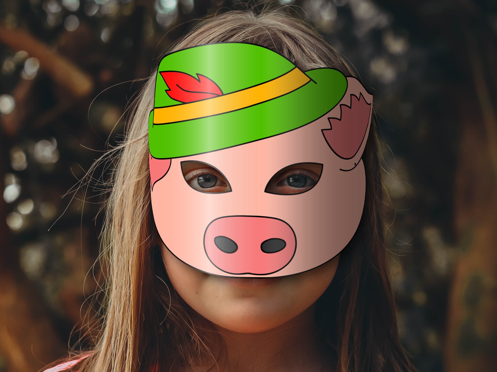 Pig 1 Mask Printable the Three Little Pigs, Paper DIY for Kids and ...