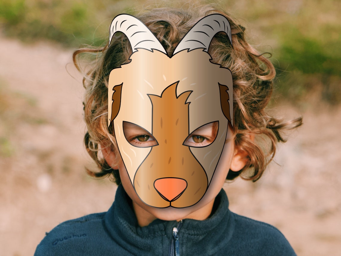 Goat Mask Printable, Paper DIY for Kids and Adults. PDF Template ...