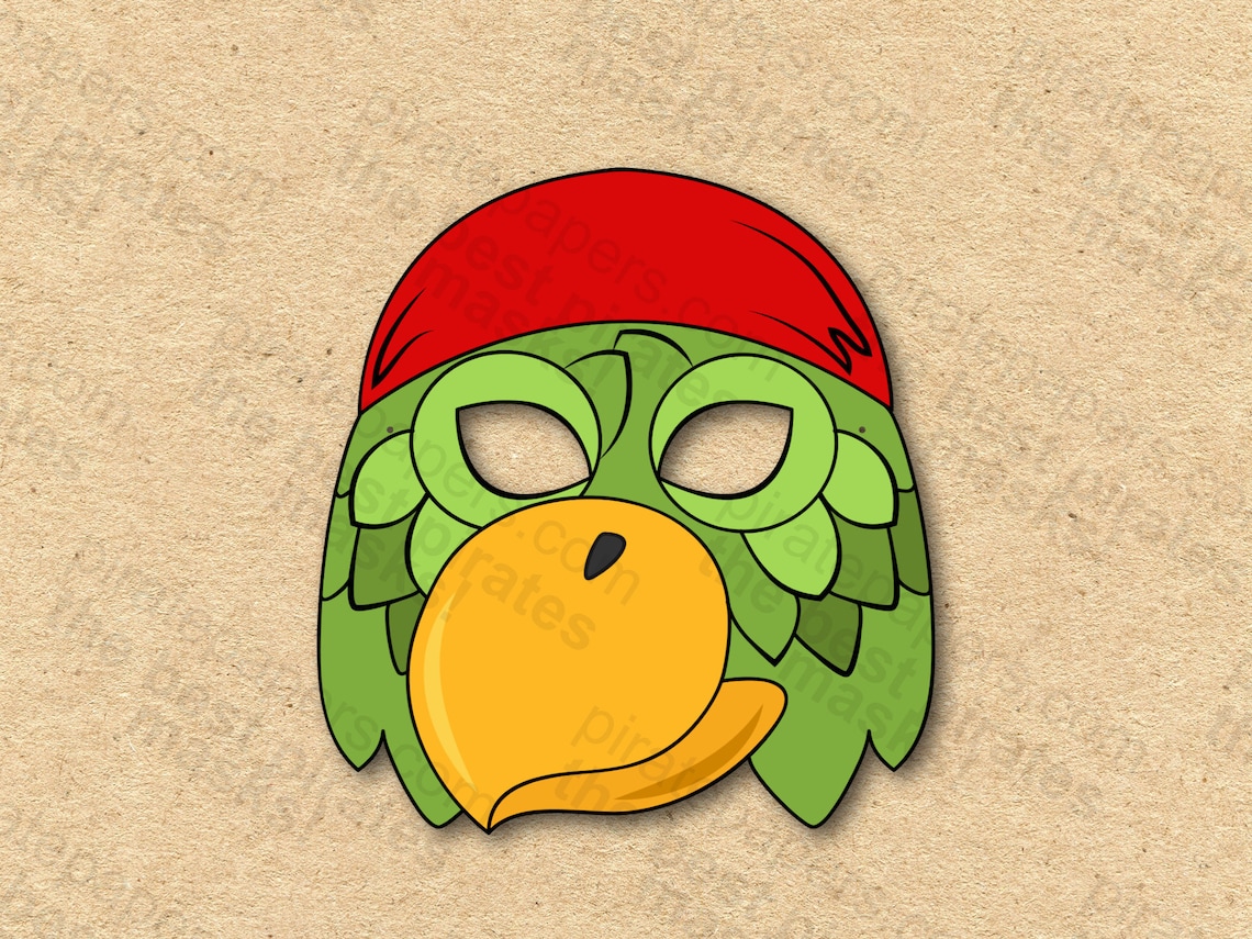Pirate's Parrot Mask Printable Paper DIY for Kids and - Etsy