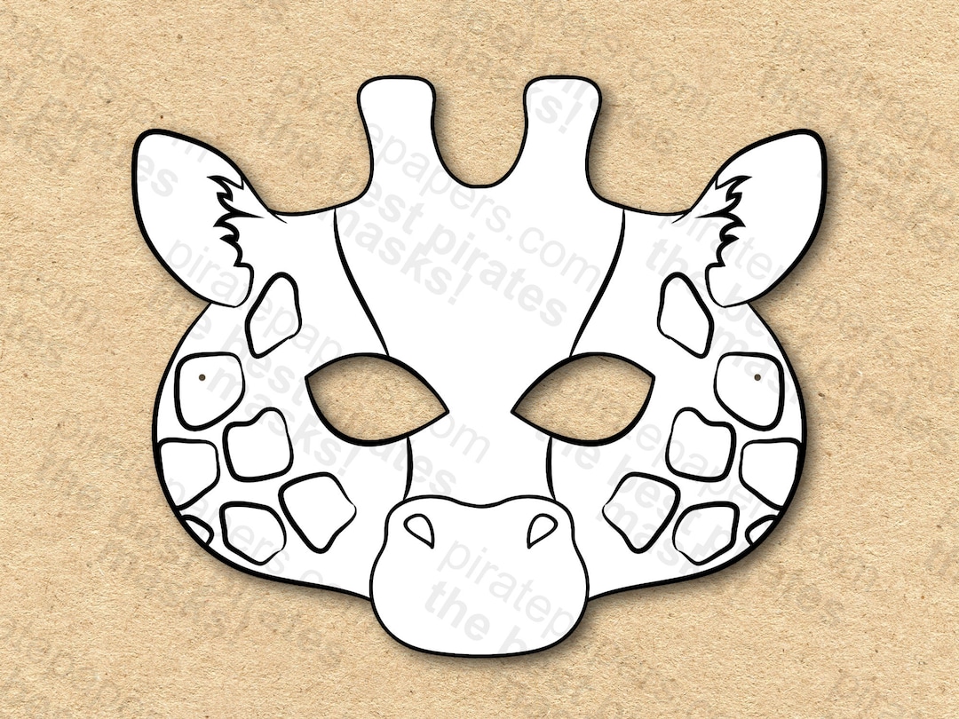 Giraffe Mask Printable Coloring Paper DIY for Kids and - Etsy