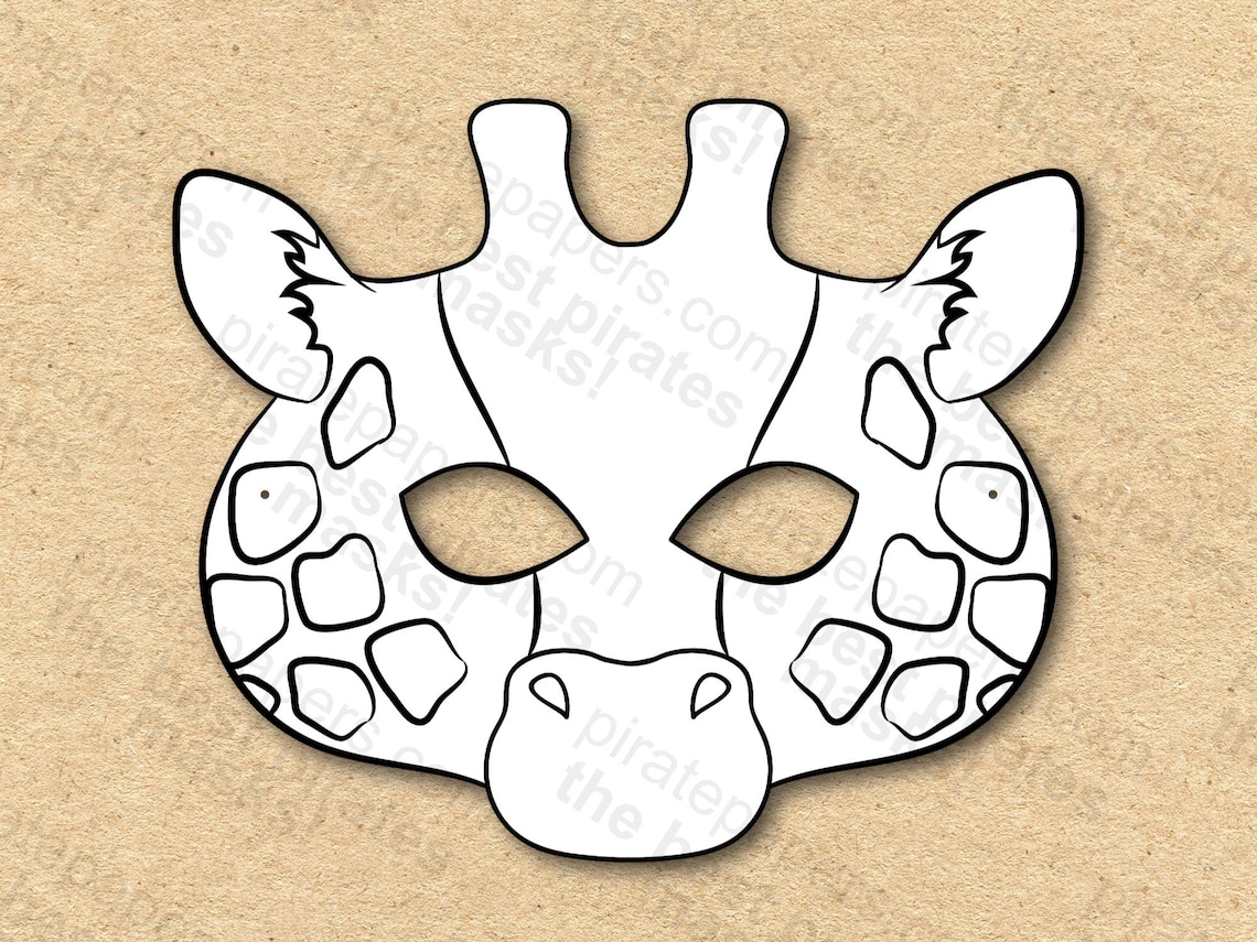 Giraffe Mask Printable Coloring Paper DIY for Kids and - Etsy