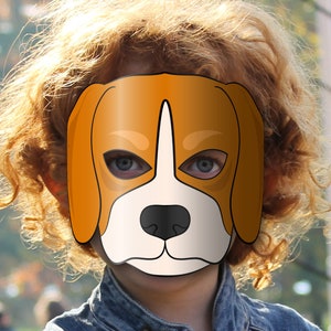 Dog Beagle Mask Printable Breed, Paper DIY for Kids and Adults. PDF ...