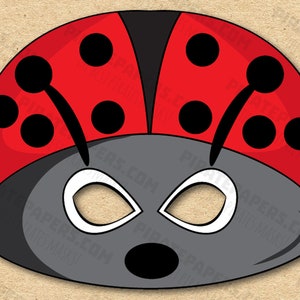 Ladybird Mask Printable, Paper DIY for Kids and Adults. PDF Template ...