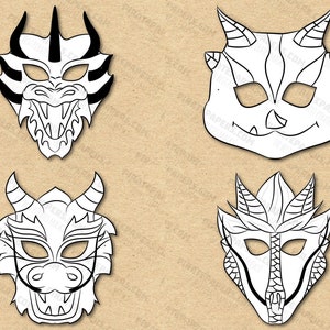 Dragons Masks Printable Coloring, Evil Dragon, Chinese Dragon, Kind ...