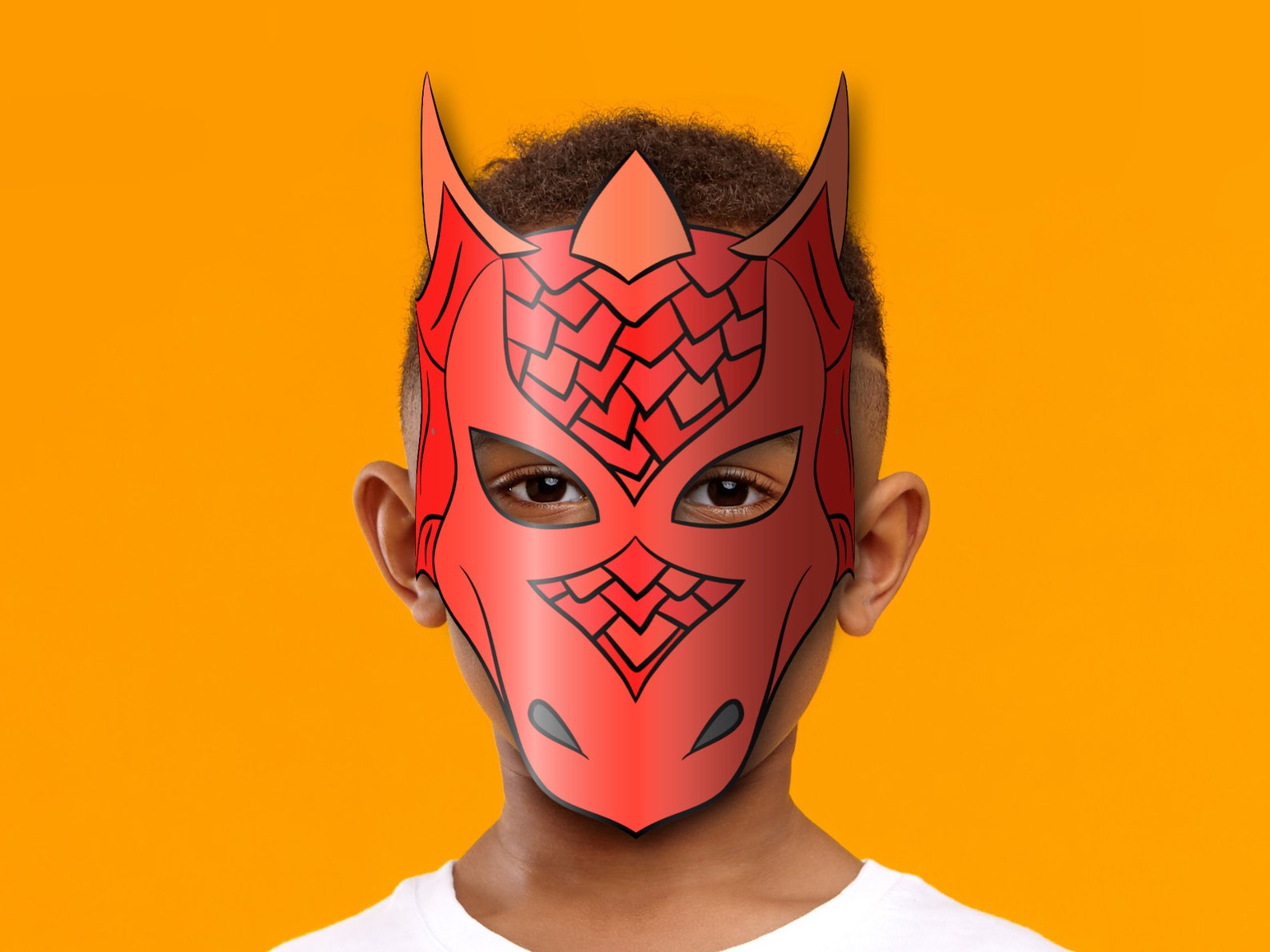 Red Dragon Mask Printable, Paper DIY for Kids and Adults. PDF Template ...
