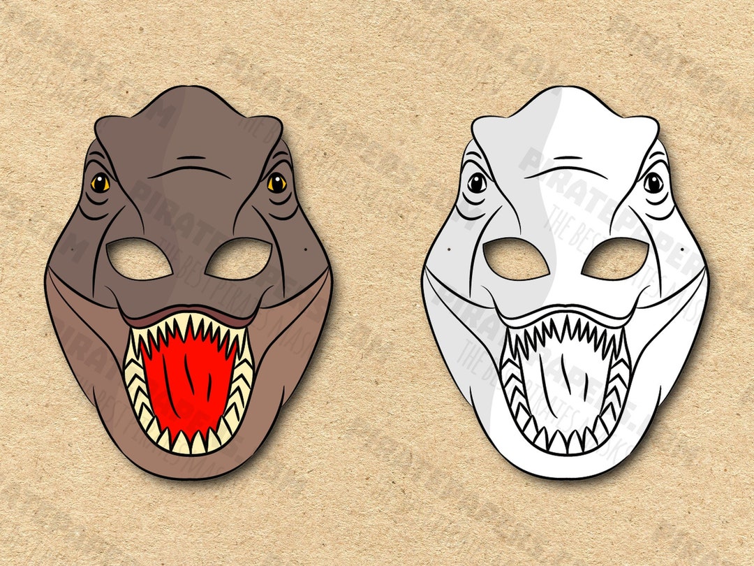 Dinosaur T-rex Masks Printable Color + Coloring, Tyrannosaurus Rex ...