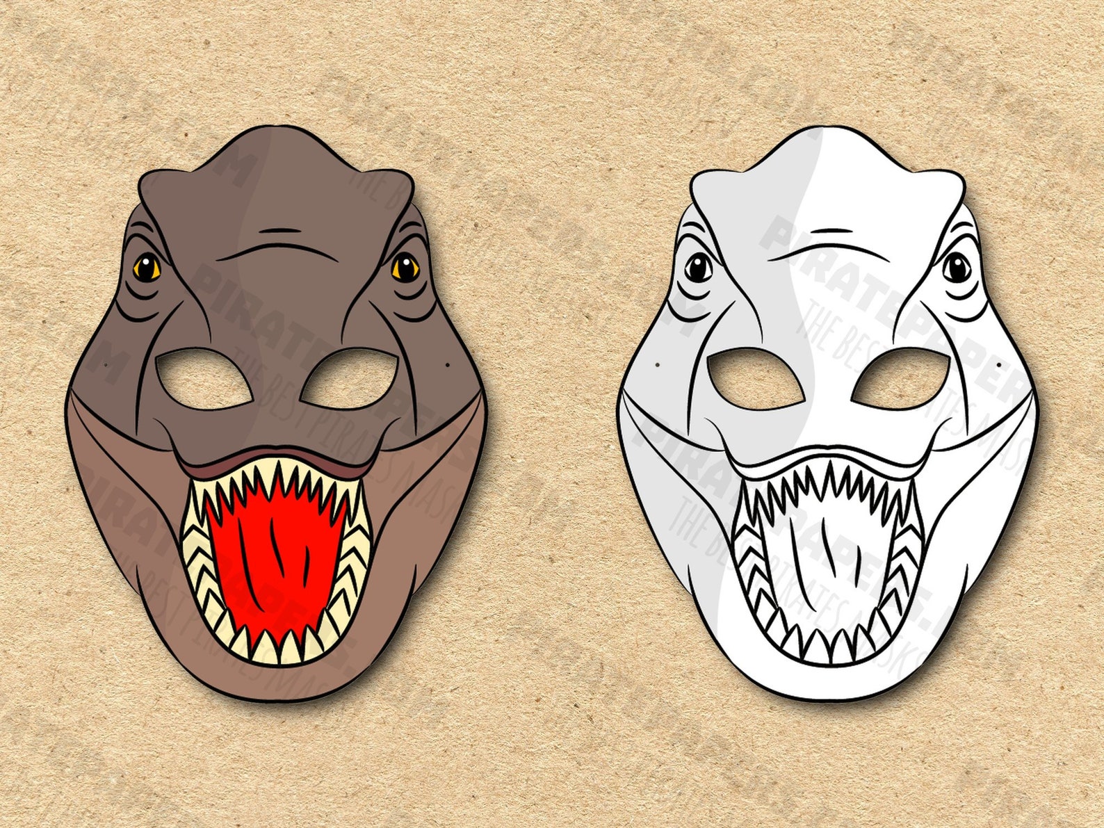 Dinosaur T-rex Masks Printable Color Coloring, Tyrannosaurus Rex, Trex ...