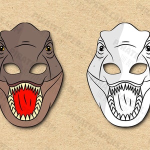 Dinosaur T-rex Masks Printable Color + Coloring, Tyrannosaurus Rex ...