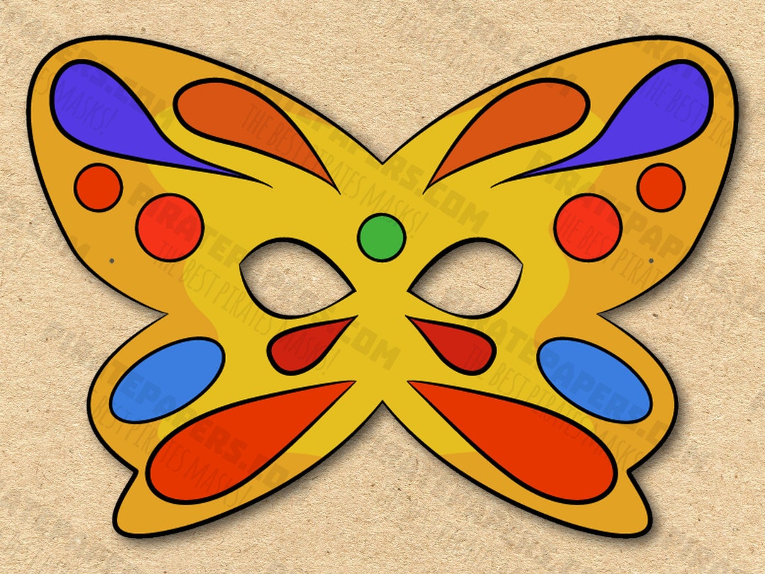 Butterfly Mask Printable, Paper DIY for Kids and Adults. PDF Template ...