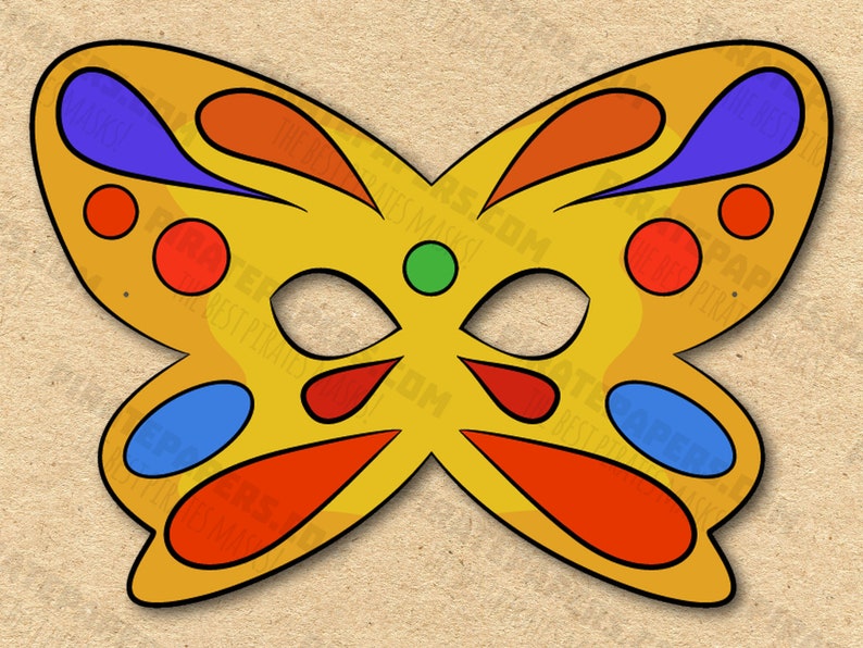 Butterfly Mask Printable, Paper DIY for Kids and Adults. PDF Template ...