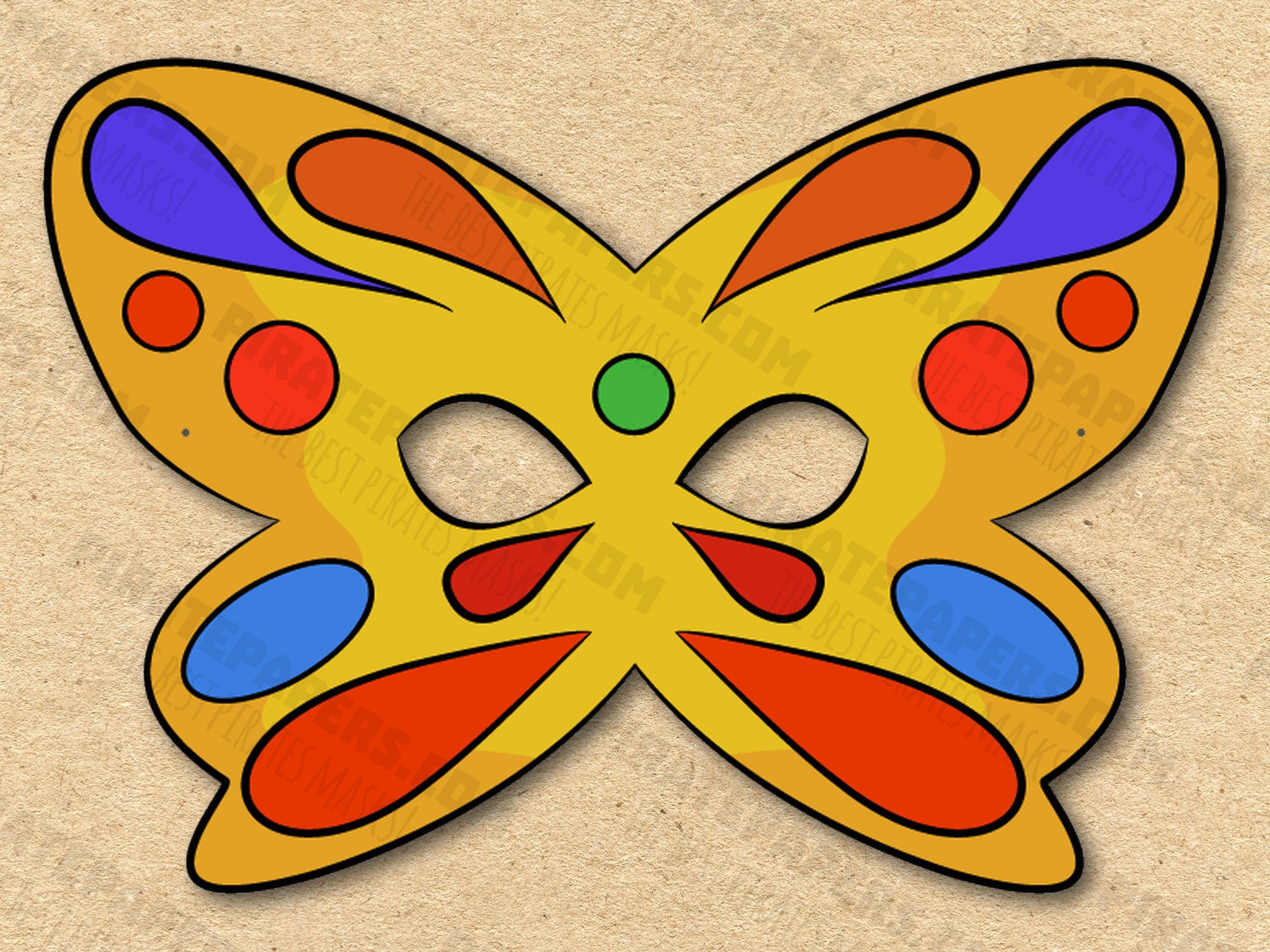 Butterfly Mask Printable, Paper DIY for Kids and Adults. PDF Template ...