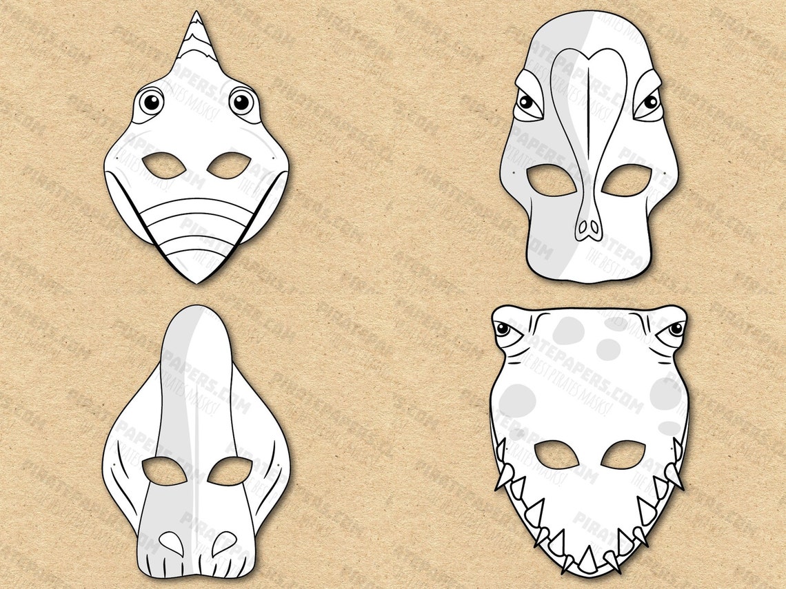 Dinosaurs 2 Masks Printable Coloring, Pteranodon, Amphicoelias ...