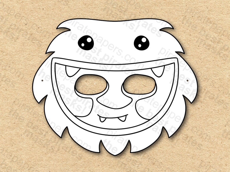 Monster 5 Masks Printable Color Coloring Paper DIY for - Etsy