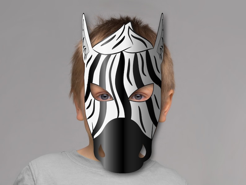Zebra Mask Printable, Paper DIY for Kids and Adults. PDF Template ...