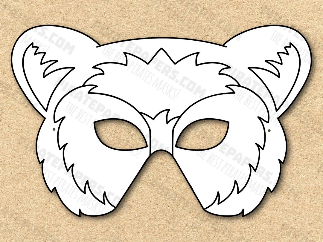 Bear Mask Printable Coloring, Paper DIY for Kids and Adults. PDF ...