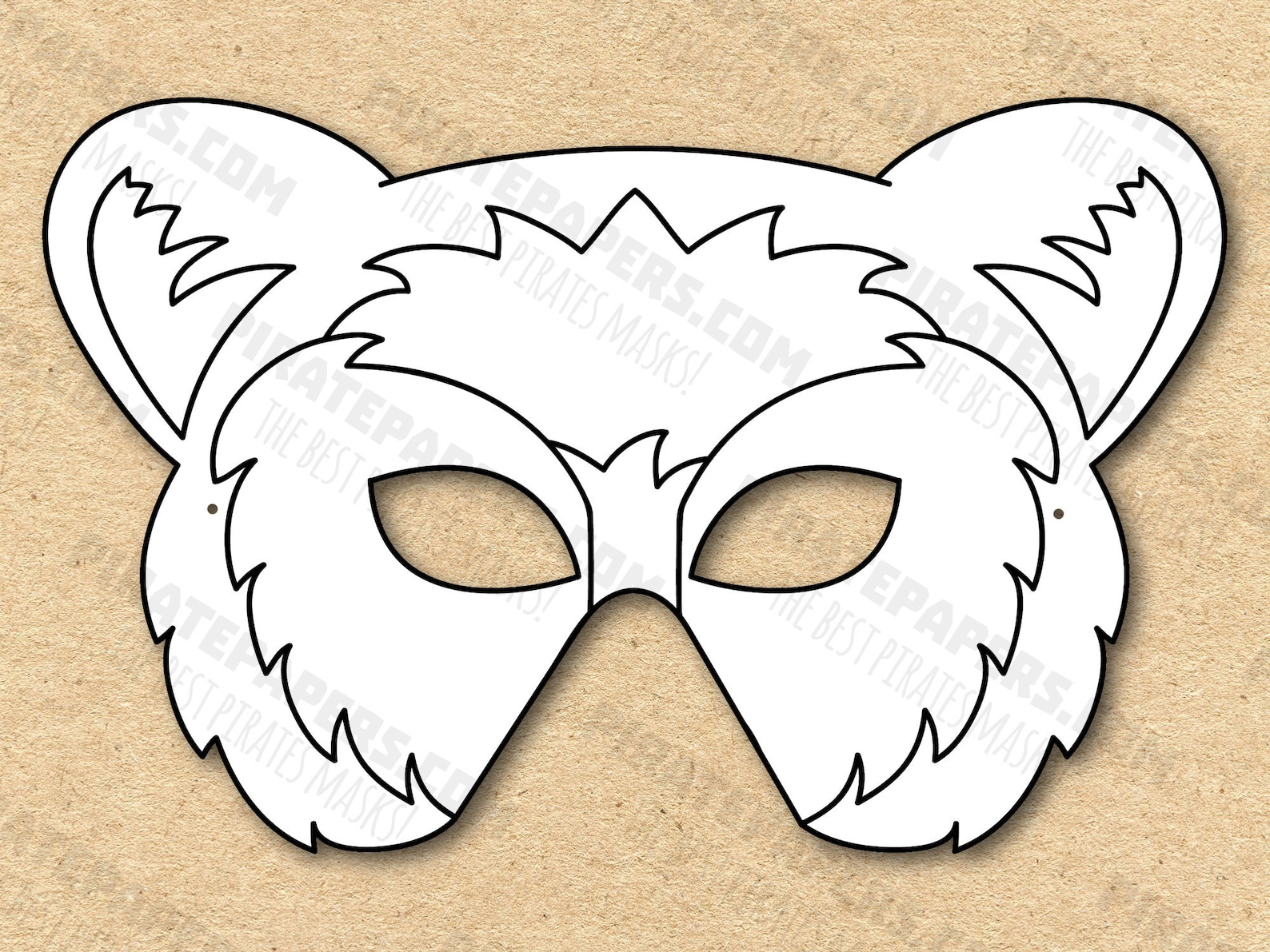 Bear Mask Printable Coloring, Paper DIY for Kids and Adults. PDF ...