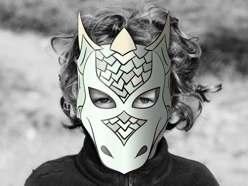 White Dragon Mask Printable Paper DIY for Kids and Adults. - Etsy