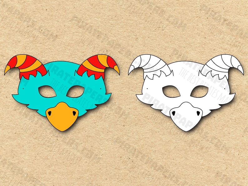 Monster #4 Masks Printable Color + Coloring, Paper DIY for Kids and ...