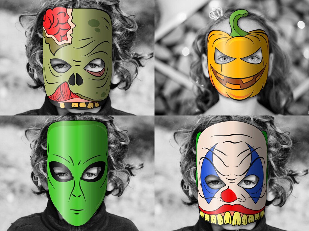 Halloween Masks Printable Alien Pumpkin Scary Clown - Etsy