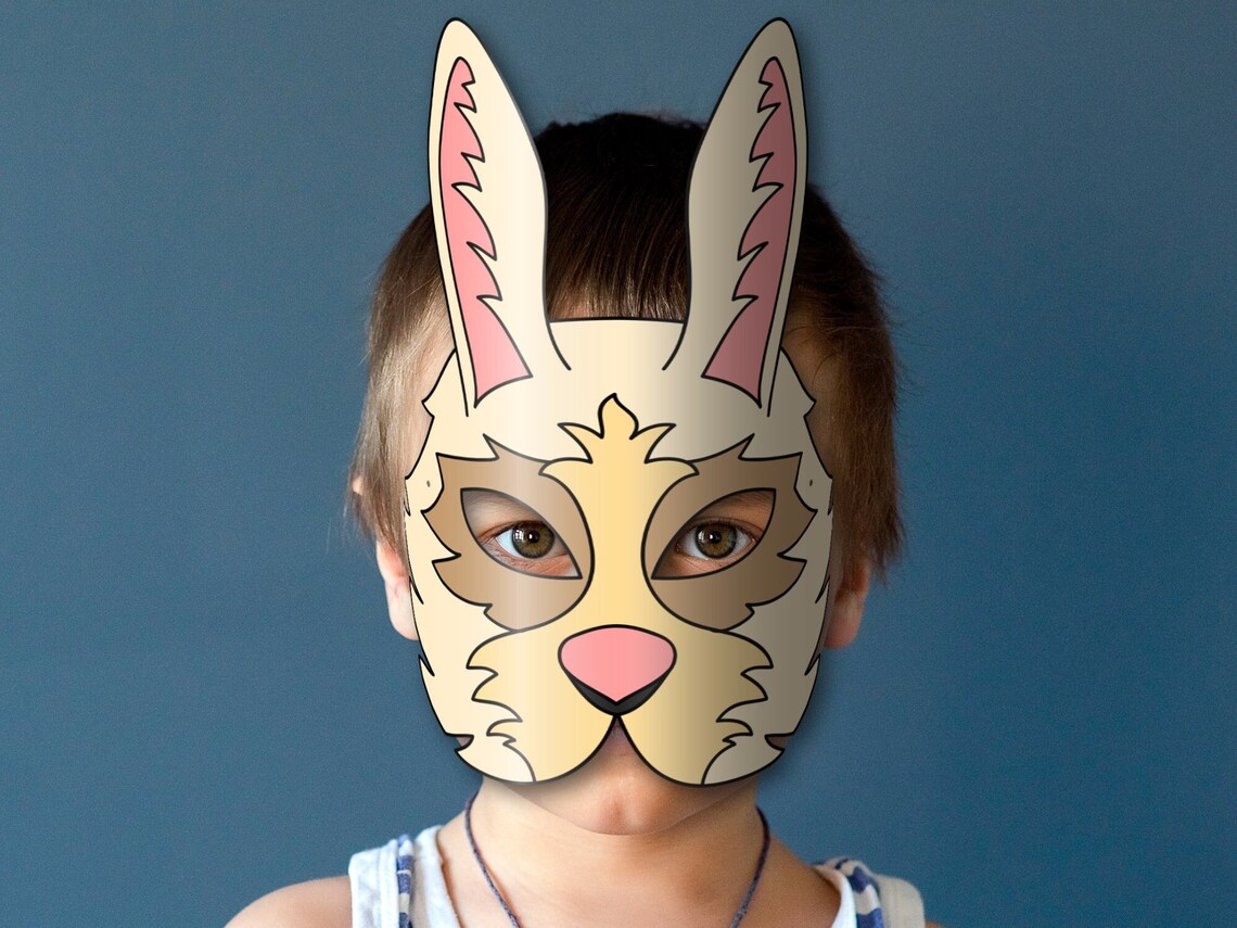 Bunny Mask Printable, Paper DIY for Kids and Adults. PDF Template ...