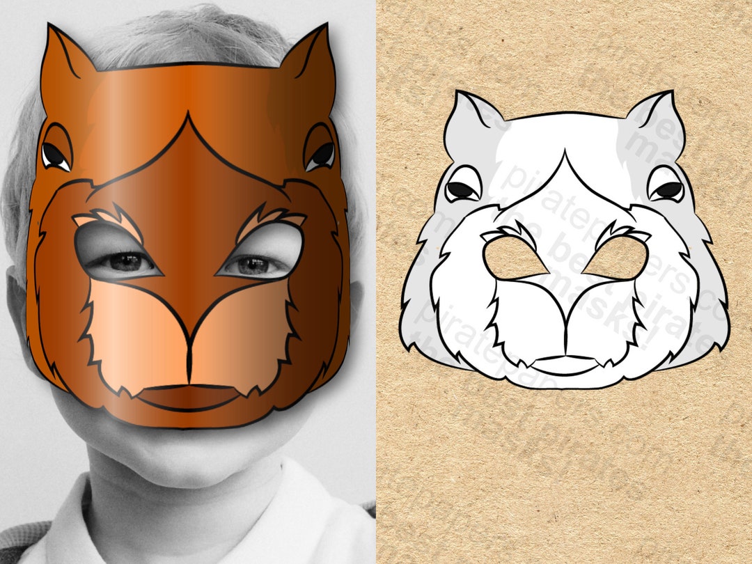 Capybara Masks Printable Color Coloring Paper DIY for Kids - Etsy