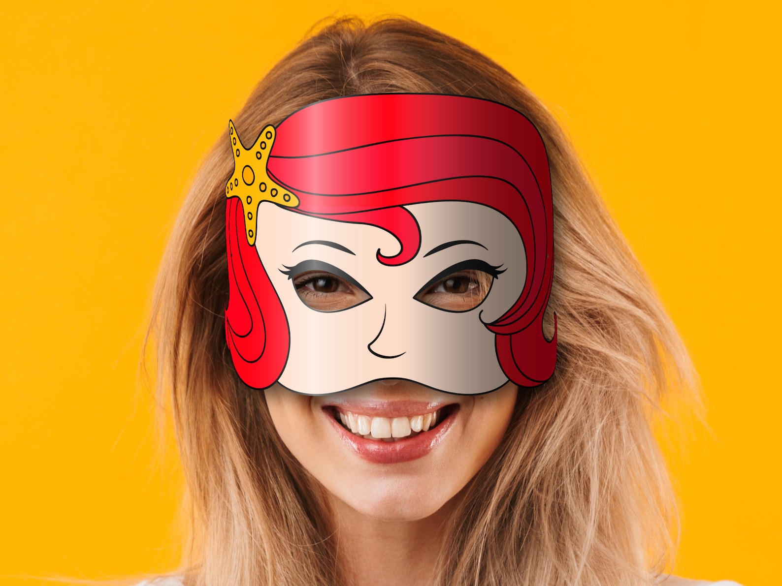 Little Mermaid Masks Printable Color Coloring, Paper DIY for Kids and ...