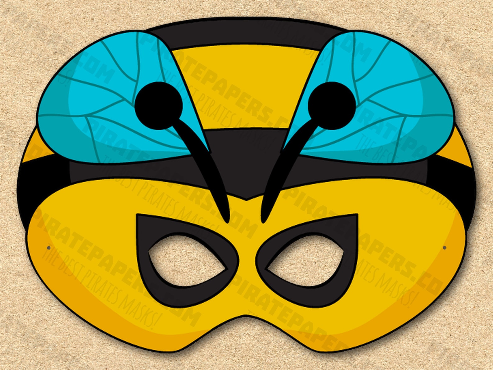 Bee Mask Printable, Paper DIY for Kids and Adults. PDF Template ...
