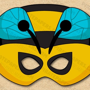 Bee Mask Printable, Paper DIY for Kids and Adults. PDF Template ...