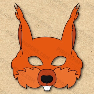 Squirrel Mask Printable, Paper DIY for Kids and Adults. PDF Template ...