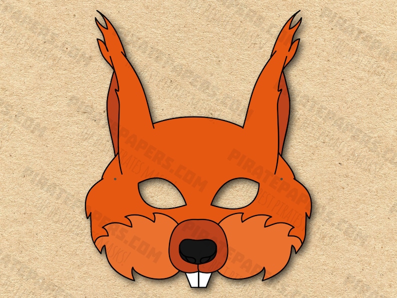 Squirrel Mask Printable, Paper DIY for Kids and Adults. PDF Template ...
