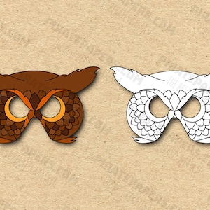 Owl Masks Printable Color + Coloring, Paper DIY for Kids and Adults ...