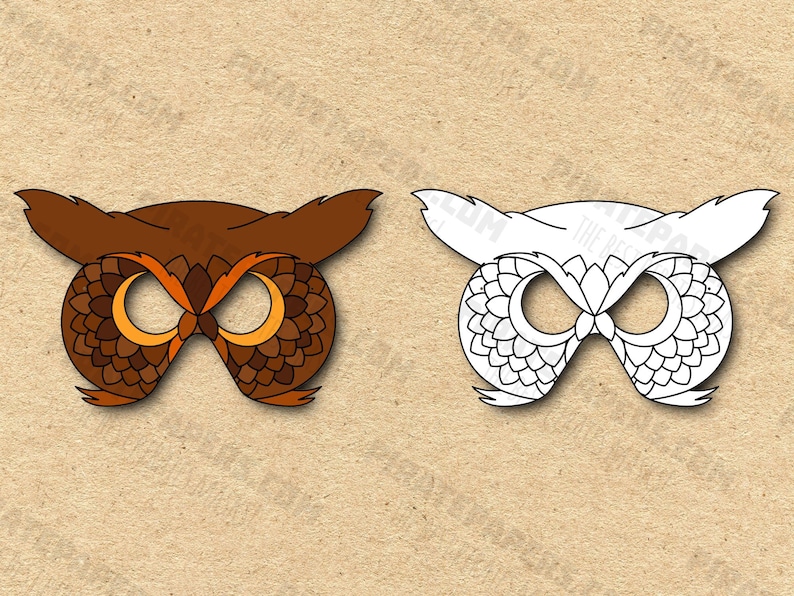 Owl Masks Printable Color + Coloring, Paper DIY for Kids and Adults ...