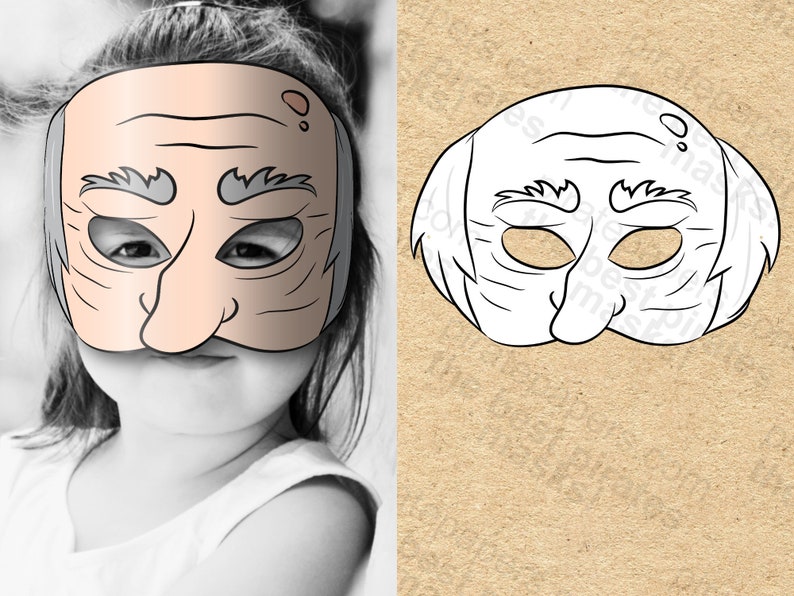 Old Man Masks Printable Color Coloring Paper DIY for Kids - Etsy