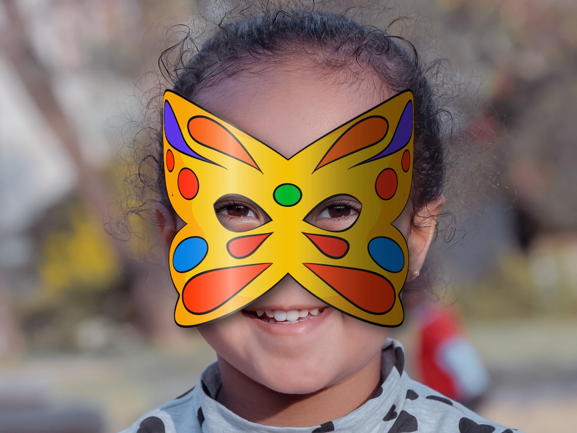 Butterfly Mask Printable, Paper DIY for Kids and Adults. PDF Template ...