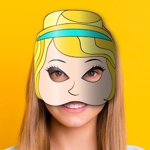 Cinderella Mask Printable, Paper DIY for Kids and Adults. PDF Template ...