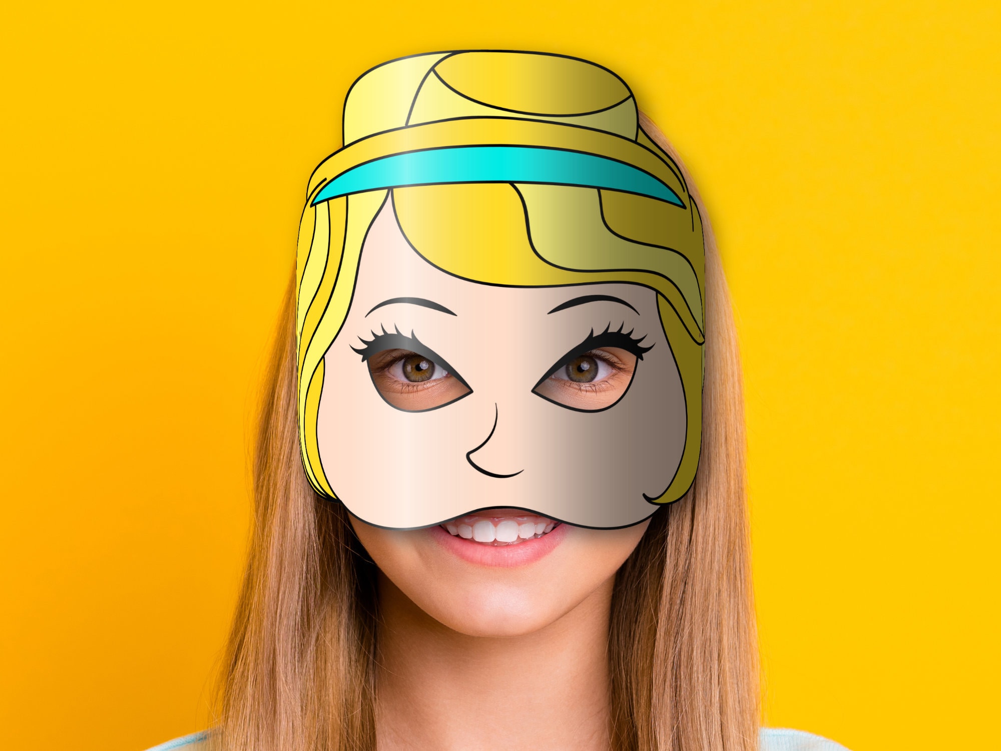 Cinderella Mask Printable, Paper DIY for Kids and Adults. PDF Template ...