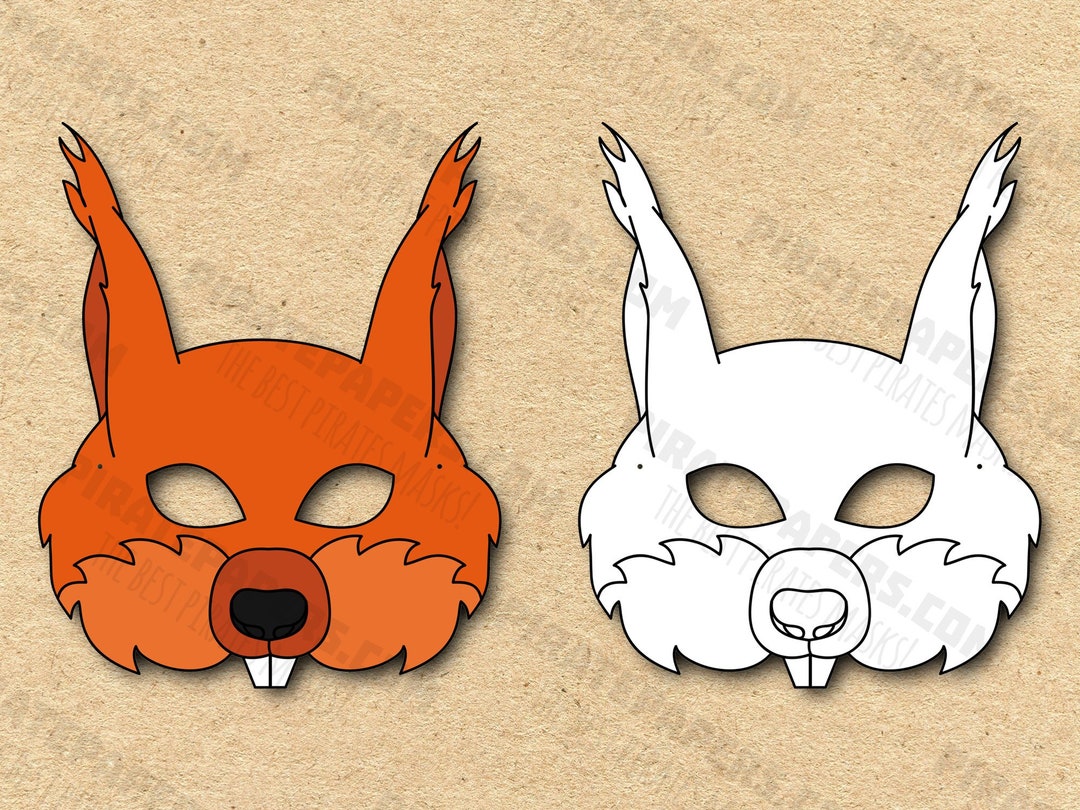 Squirrel Masks Printable Color + Coloring, Paper DIY for Kids and ...