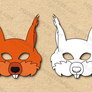 Squirrel Masks Printable Color + Coloring, Paper DIY for Kids and ...